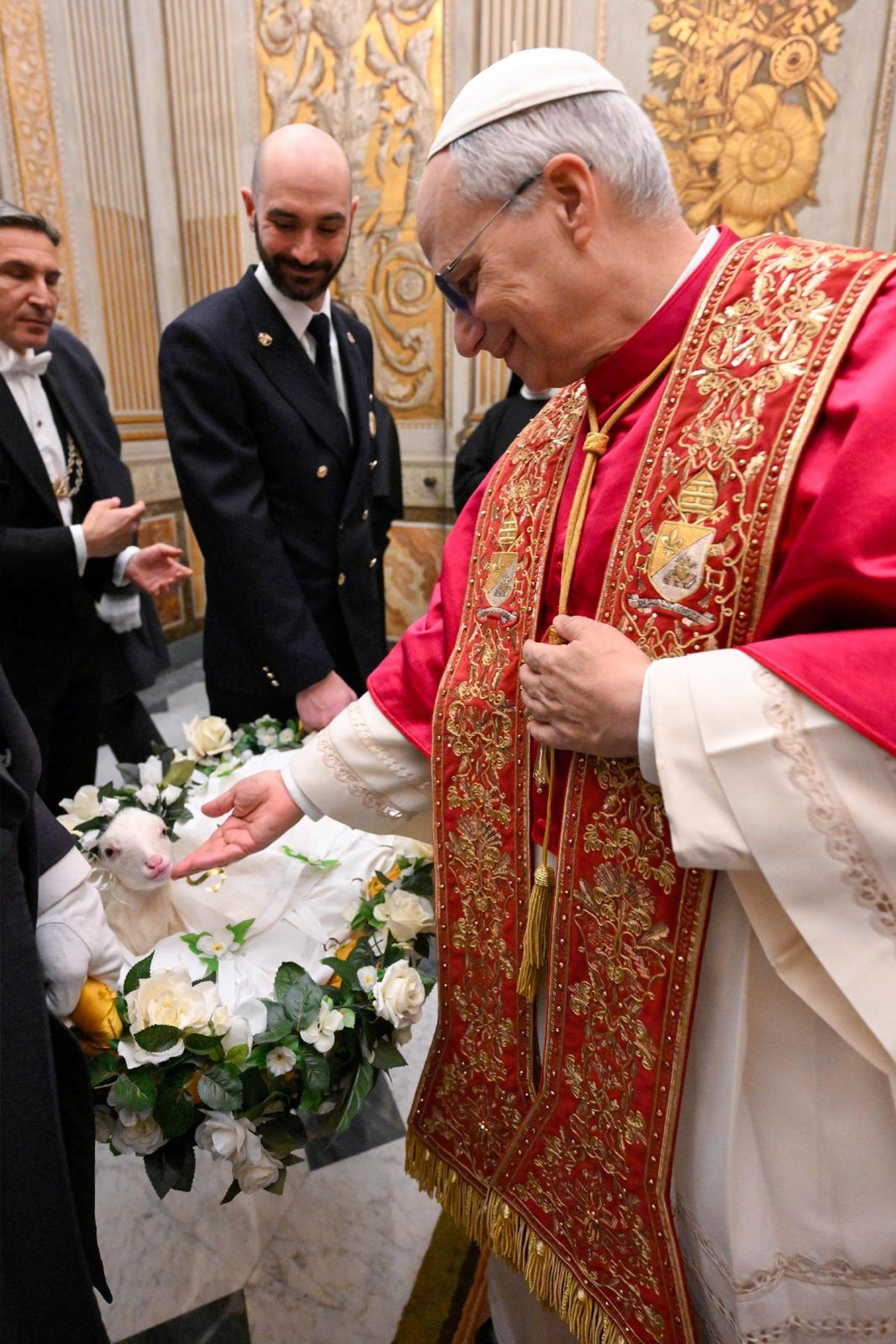 In a moment of Vatican sweetness, Pope Leo receives lambs in ancient St ...